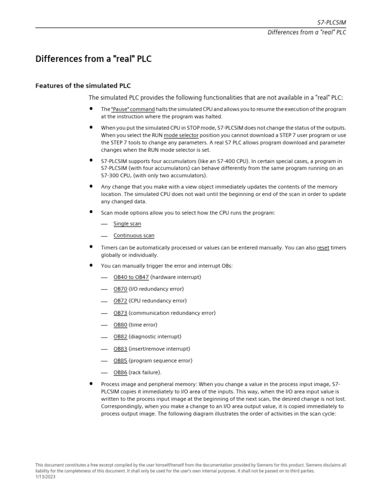 S7-PLCSIM - Differences From A - Real - PLC | PDF | Programmable Logic Controller | Programming