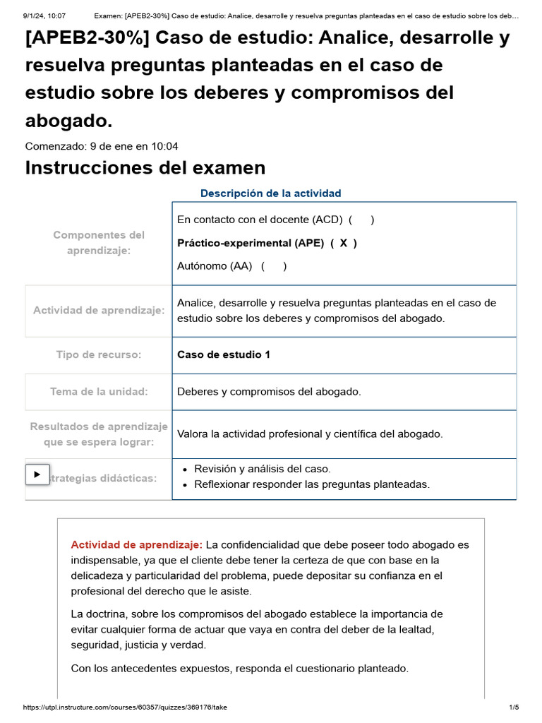 Examen - (APEB2-30%) Caso de Estudio - Analice, Desarrolle y Resuelva Preguntas Planteadas en El ...