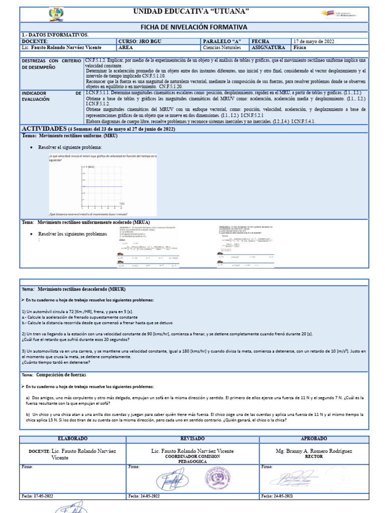 3ro Bgu Fisica | PDF | Aceleración | Cinemática