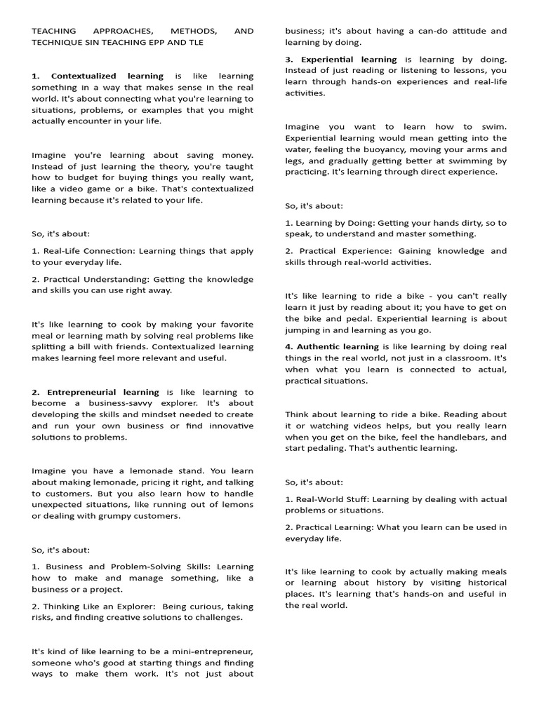 Teaching Approaches | PDF | Learning | Experience