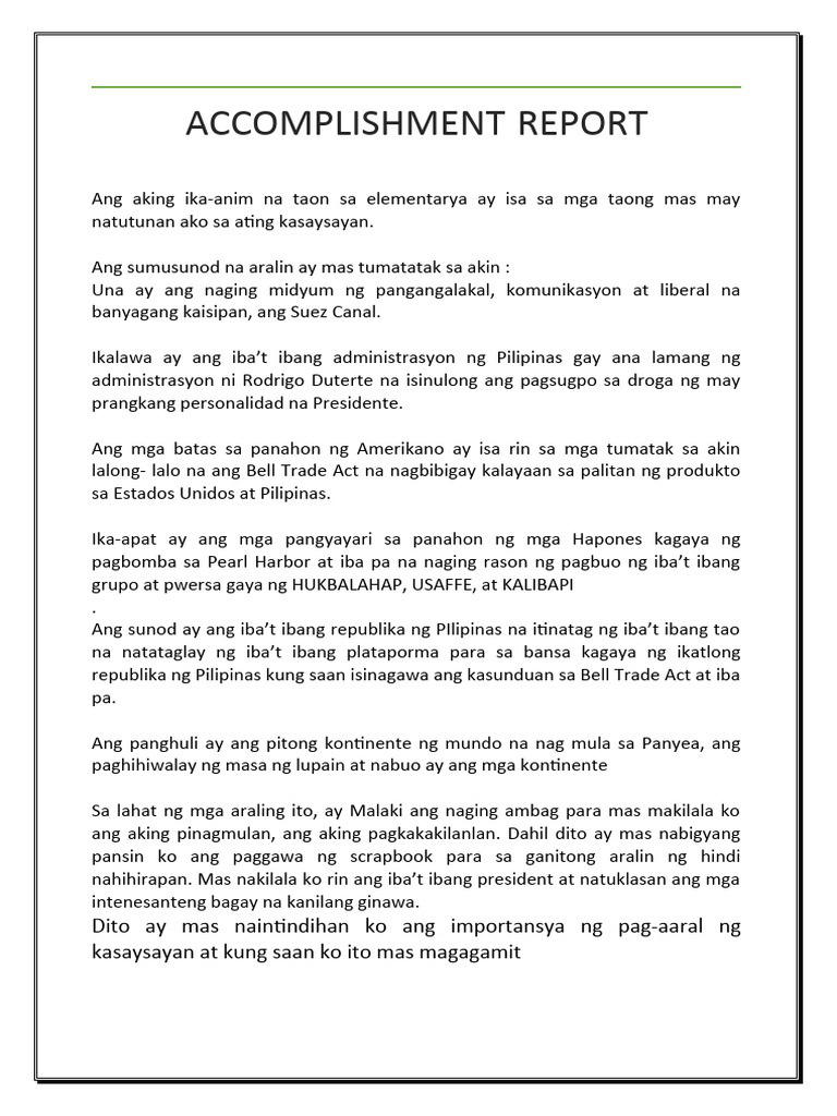 Accomplishment Report | PDF