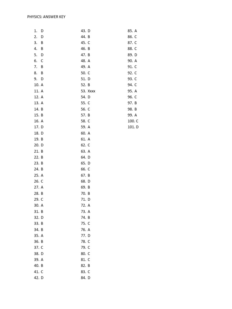 Answer Key Physics For Print-1 | PDF