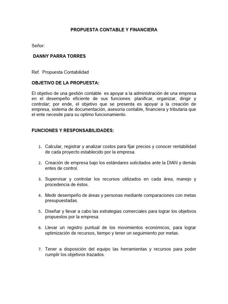 Propuesta Contable para Una Empresa | PDF
