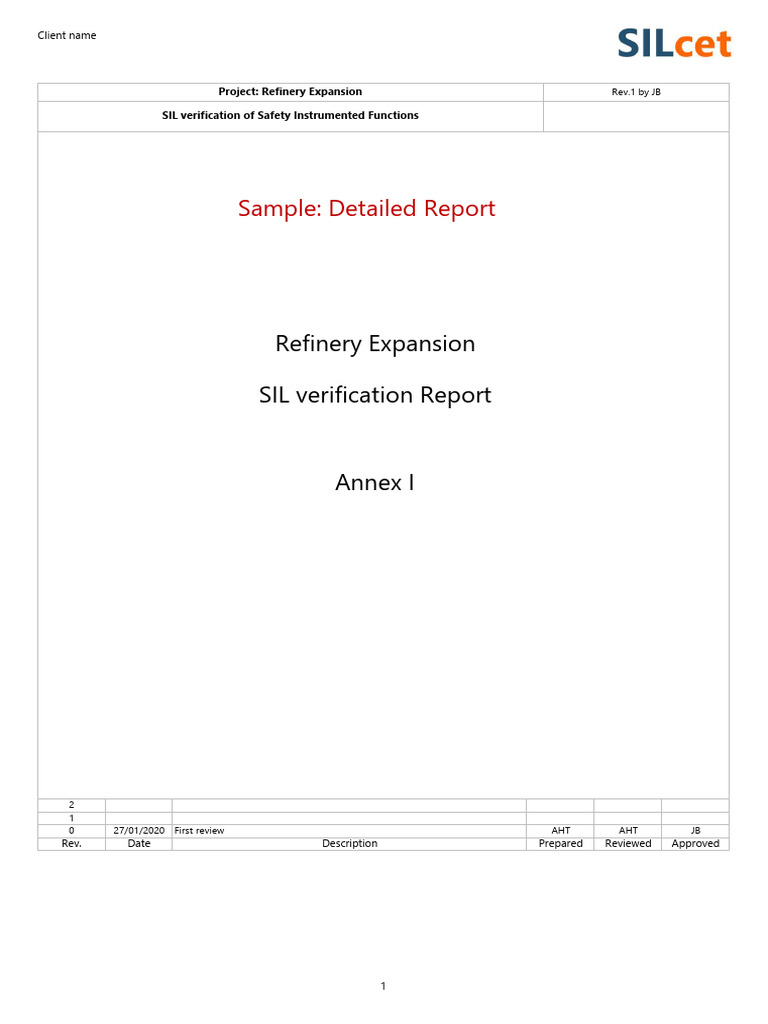SIL Verification Sample Report | PDF | Engineering | Energy Technology