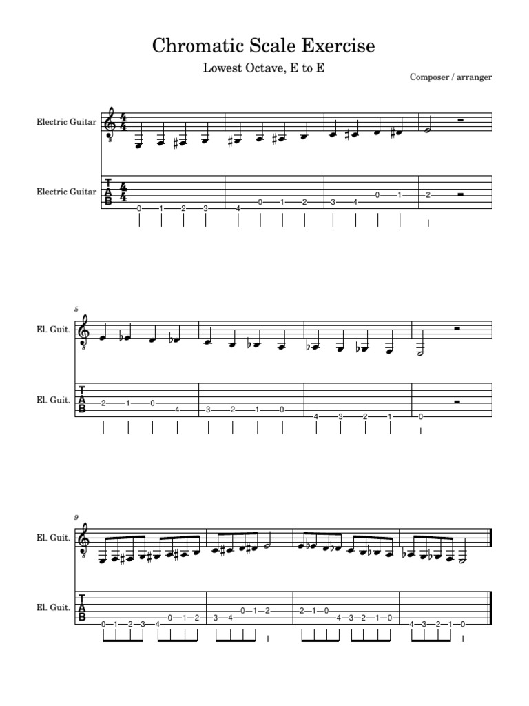 Chromatic Scale Low Octave E To E | PDF | Music Technology | Musical ...