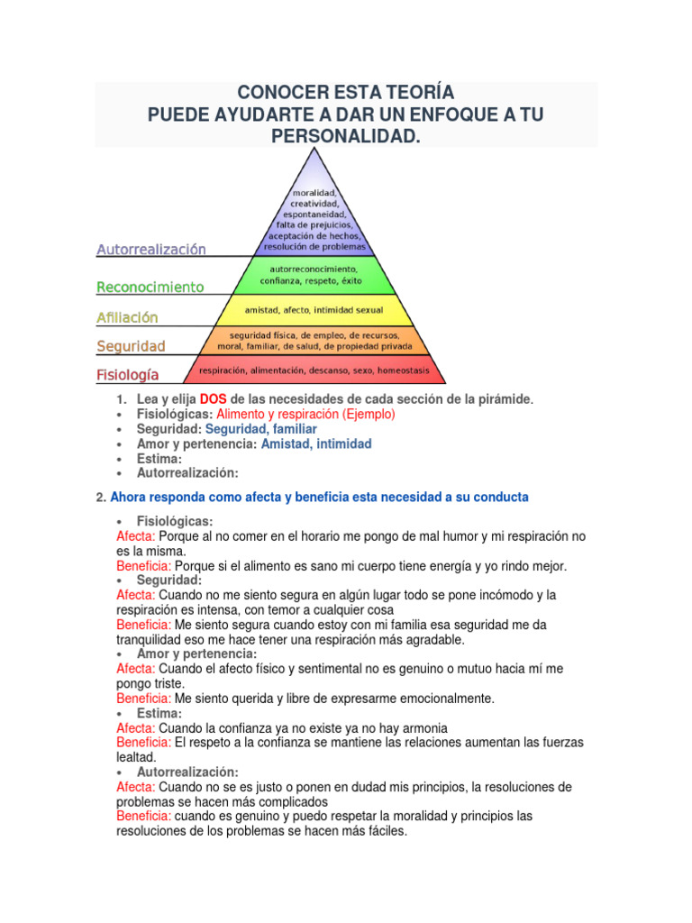 Pirámide Maslow | Descargar gratis PDF | Amor | Sicología