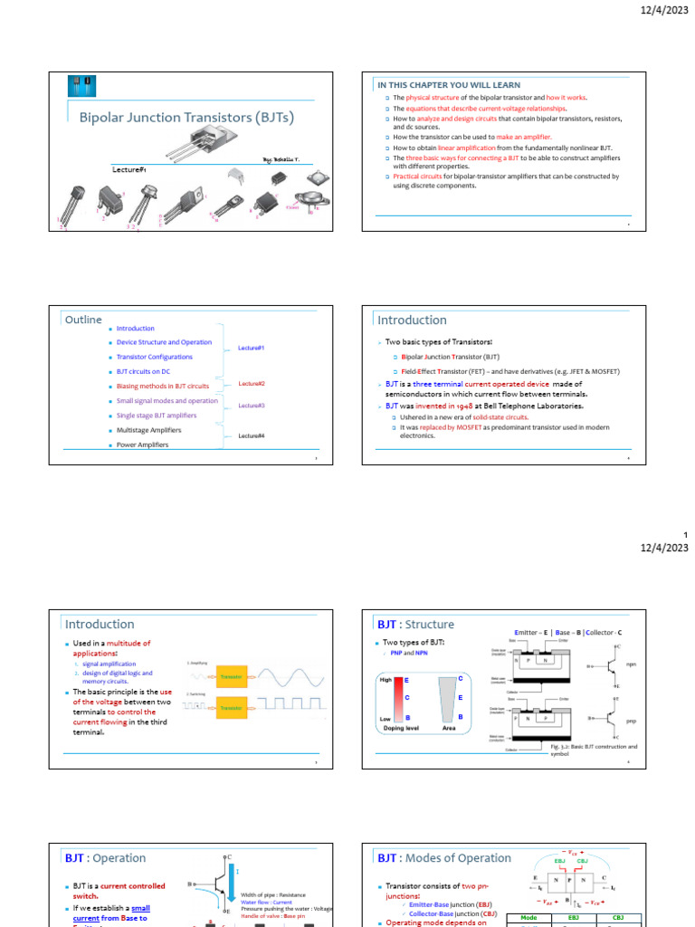 4.PPT - BJT#1Intro & DC Parameters | PDF | Bipolar Junction Transistor | Amplifier