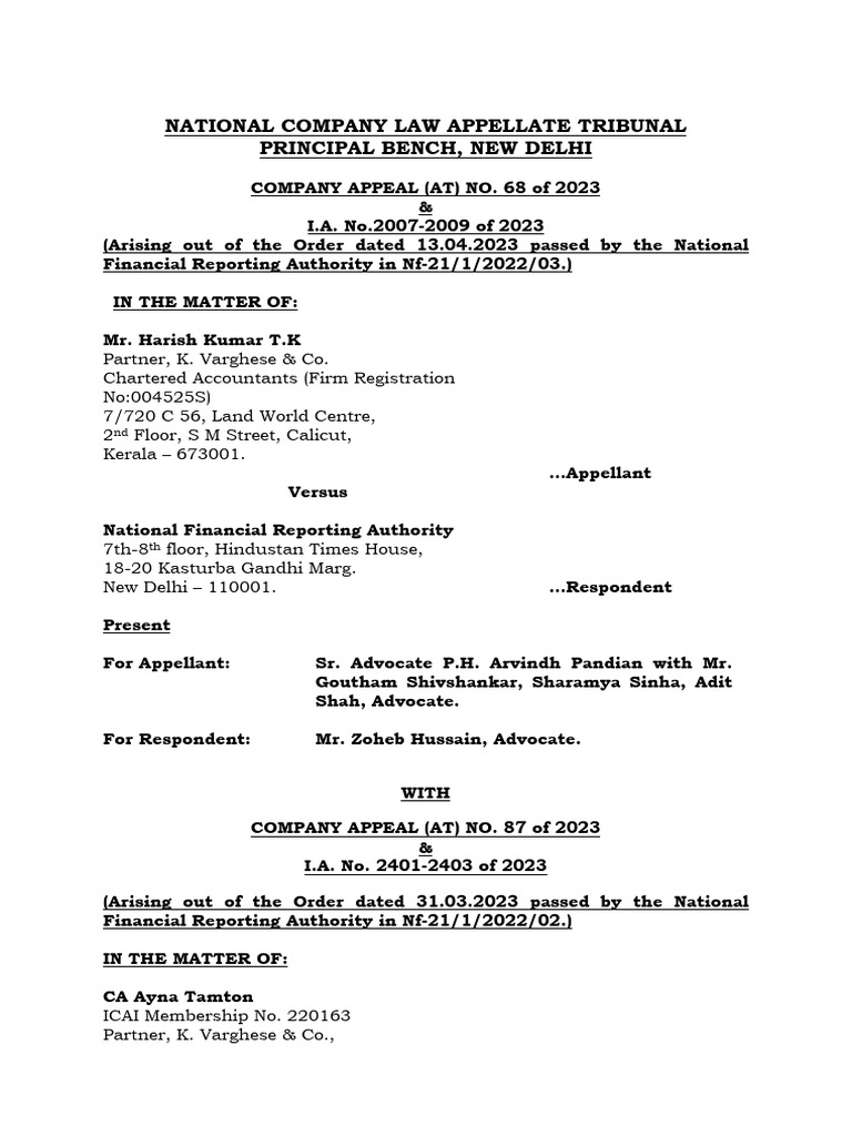 NCLAT Judgment-NFRA Orders On A Few DHFL Branch Auditors | PDF | Audit | Financial Audit