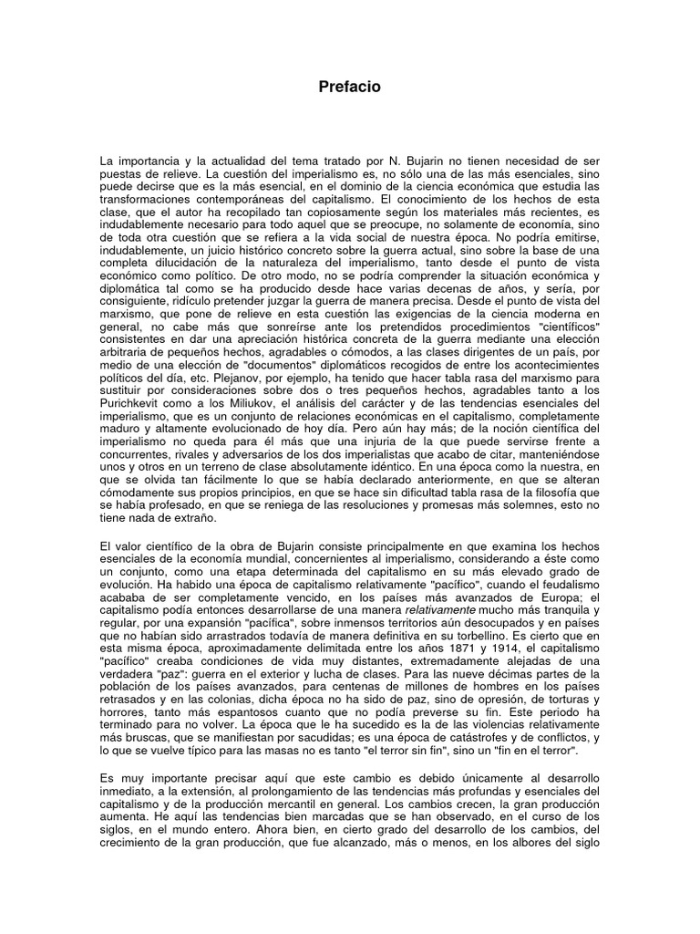 Lenin Prefacio Al Folleto de N. Bujarin La Economía Mundial y El Imperialismo | PDF | marxismo ...