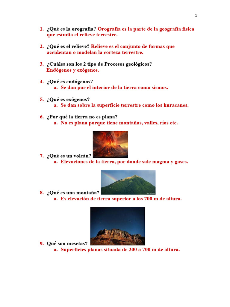 Qué Es La Orografía Guia Examen | PDF | Montañas | Terreno