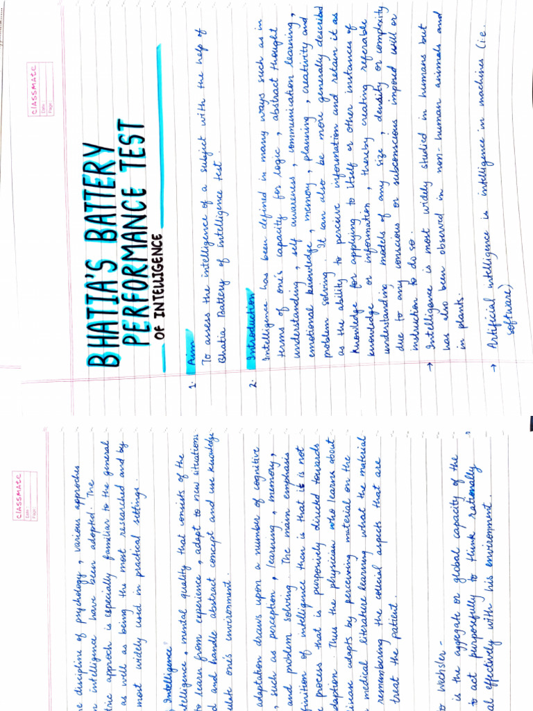 Bhatia's Battery of Personality Test of Intelligence | PDF