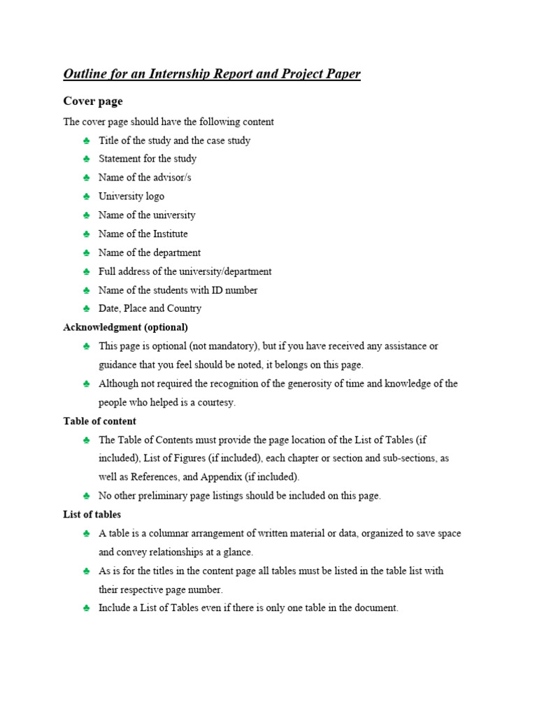 Guide Line of Internship Report and Project | PDF | Data Analysis | Methodology