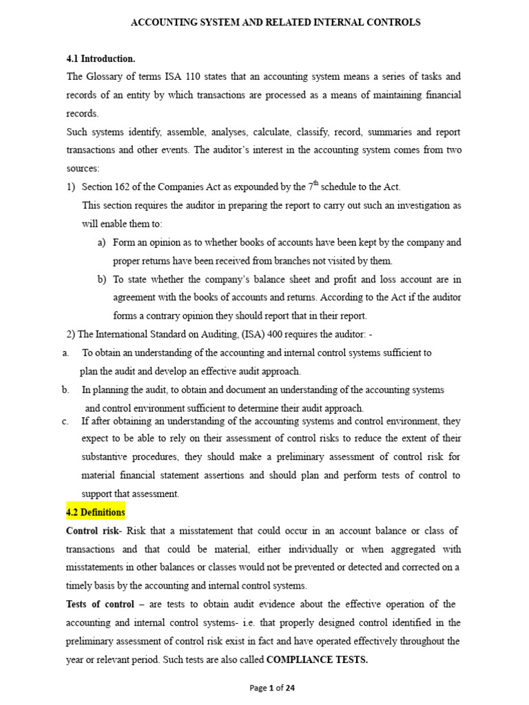 Lesson 7 - Accounting System and Related Internal Controls | PDF | Internal Control | Audit