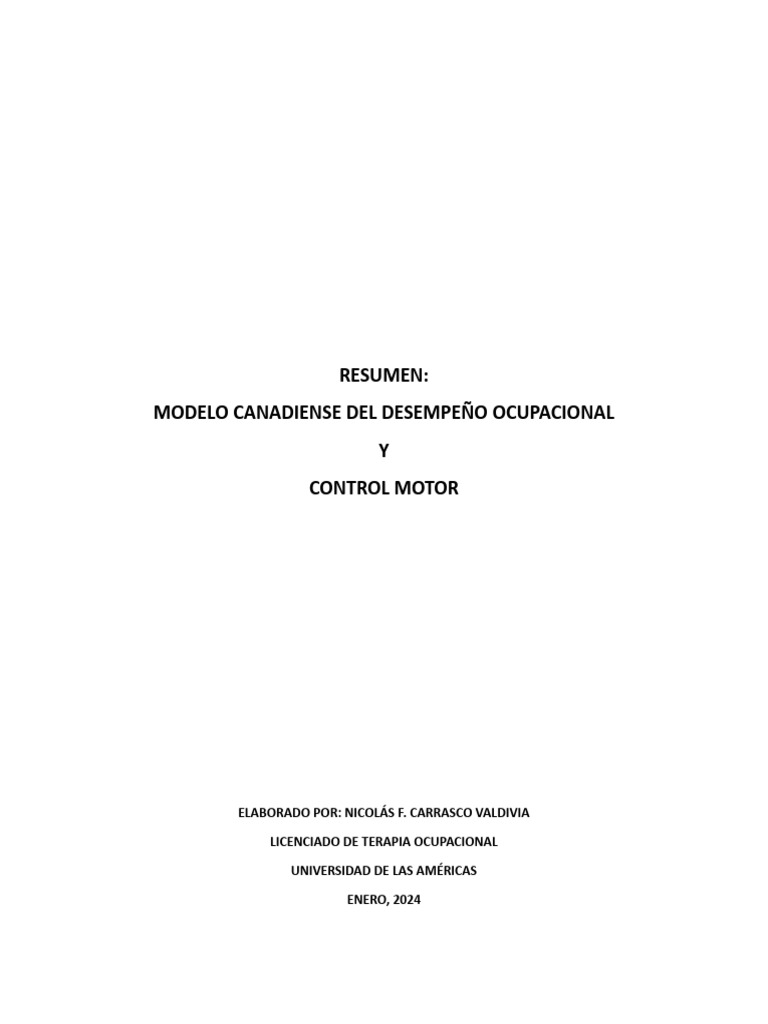 Modelo Canadiense Del Desempeño Ocupacional y Control Motor | PDF
