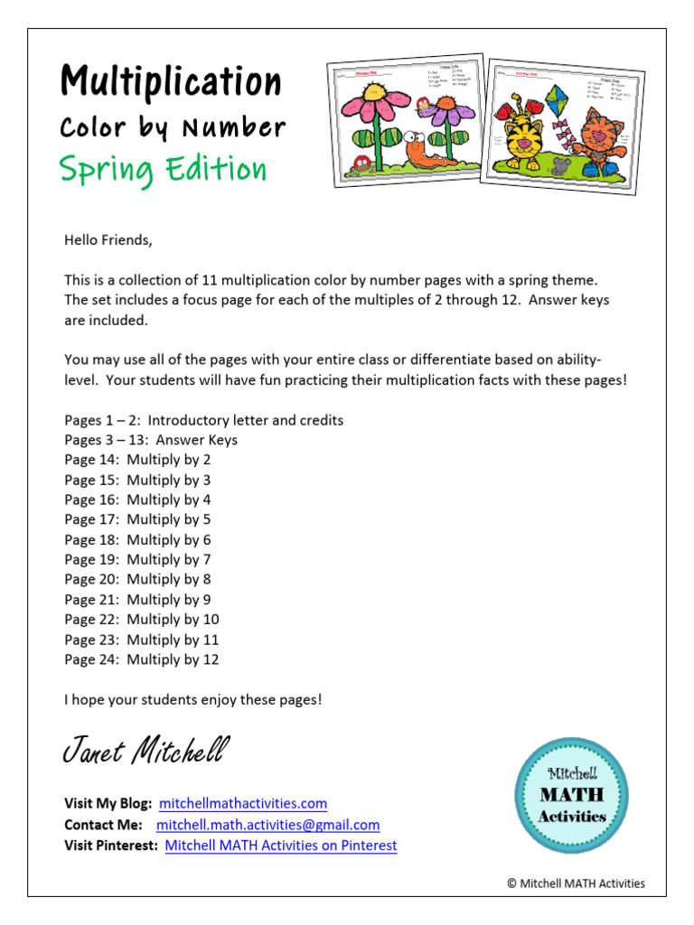 Multiplication: Janet Mitchell | PDF | Green | Color