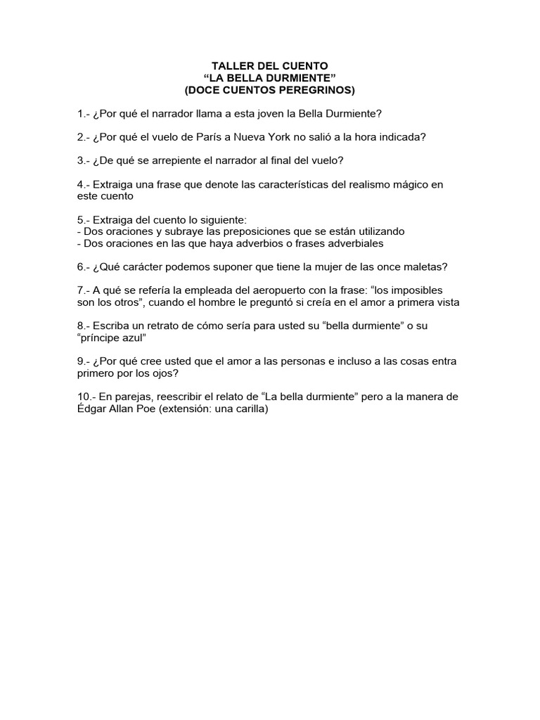 Taller Del Cuento La Bella Durmiente | PDF