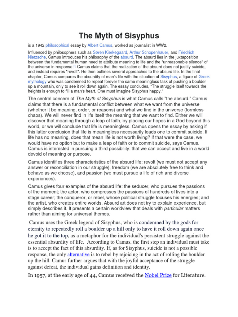 Myth of Sisyphus | PDF