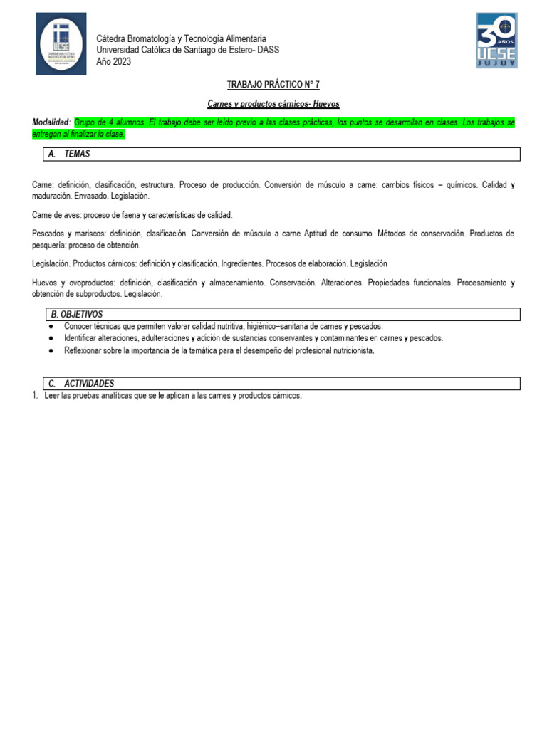 TP 7 - Carne y Pctos Carnicos - Huevo | PDF | Carne | Amoníaco