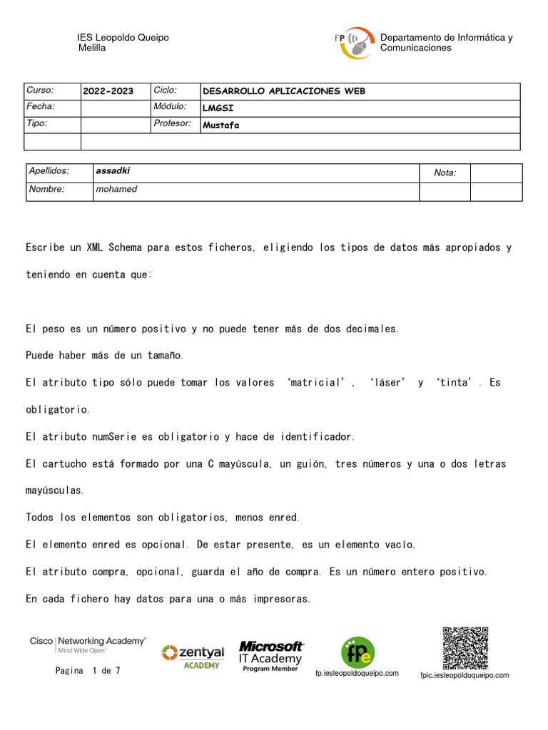 Assadki - Mohamed - Práctica SI03 | PDF | Xml | Estándares del ...