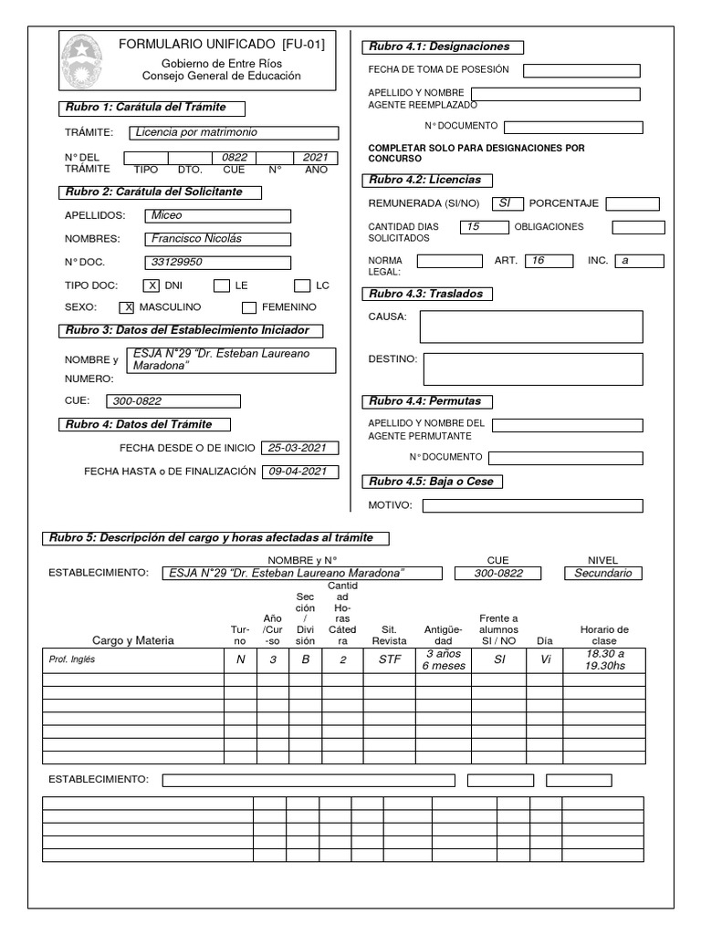 f1011496432 FORMULARIO UNIFICADO FU 01 | PDF