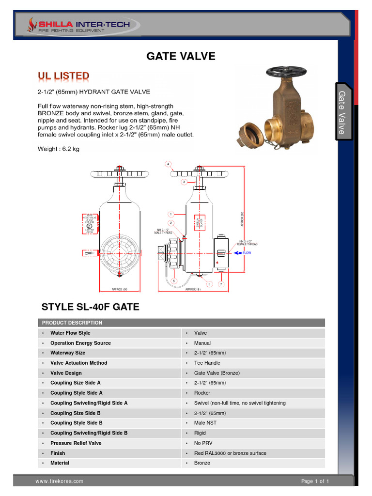 Gate Valve: Style Sl-40F Gate | PDF | Valve | Chemical Engineering