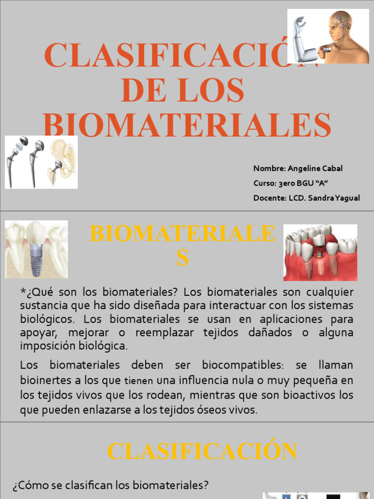 Clasificación de Los Biomateriales Angie | PDF