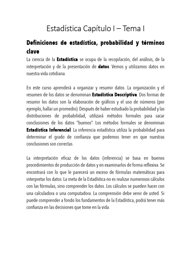 Act. Definiciones de Estadística, Probabilidad y Términos Clave | Descargar gratis PDF ...