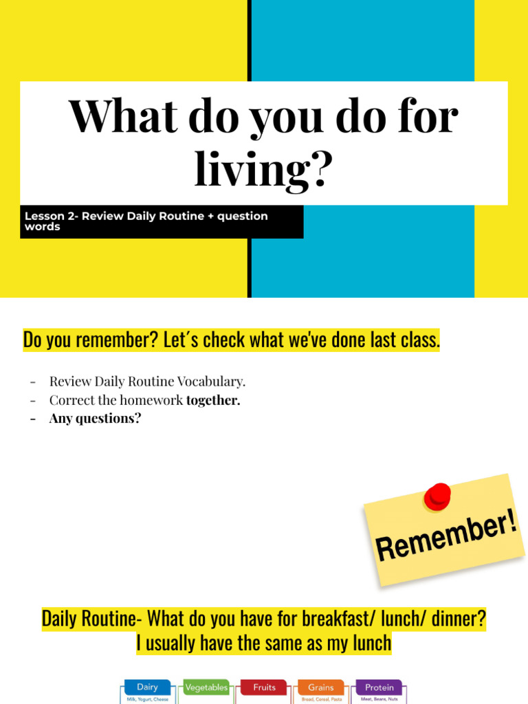 Lesson 2 - Reading and Writing - WH Questions and Food Vocabulary ...