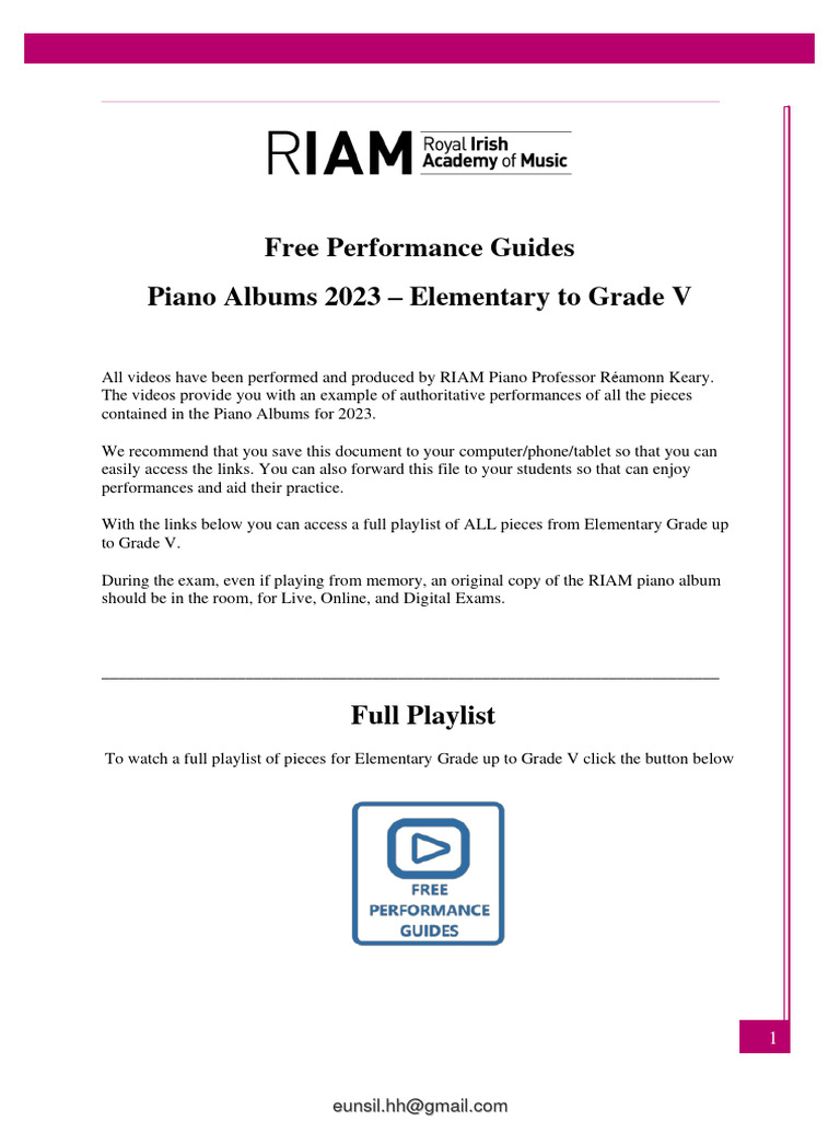 Junior Grade Piano Album Performance Guide | PDF | Opus Number | Music