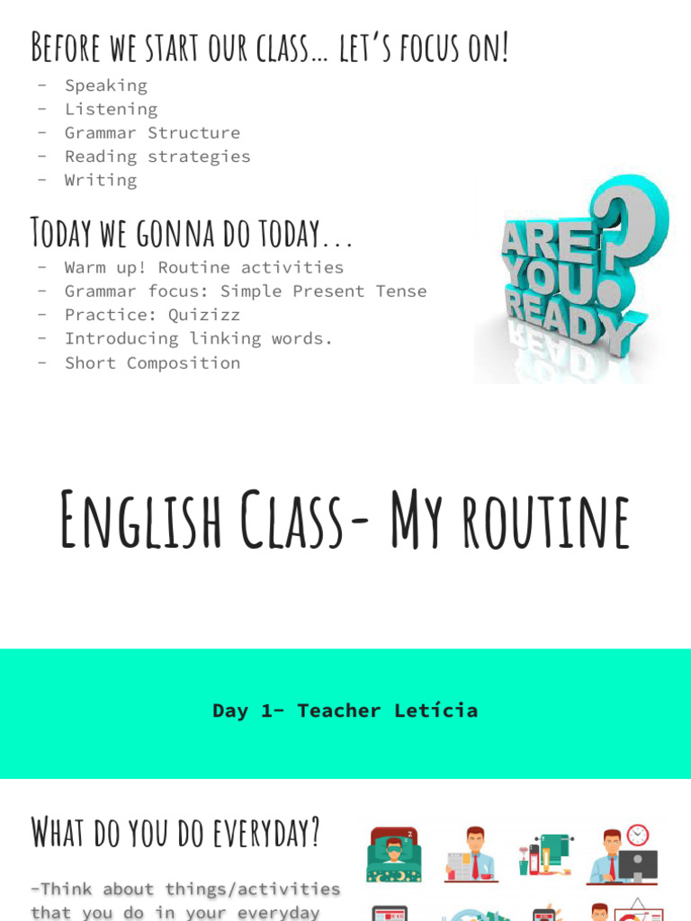 Day 1 - English Class | PDF | Question | English Language