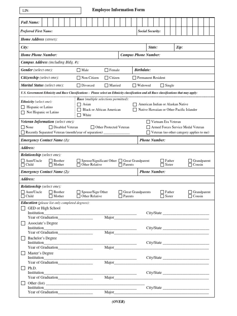 Detailed Employee Information Form | PDF