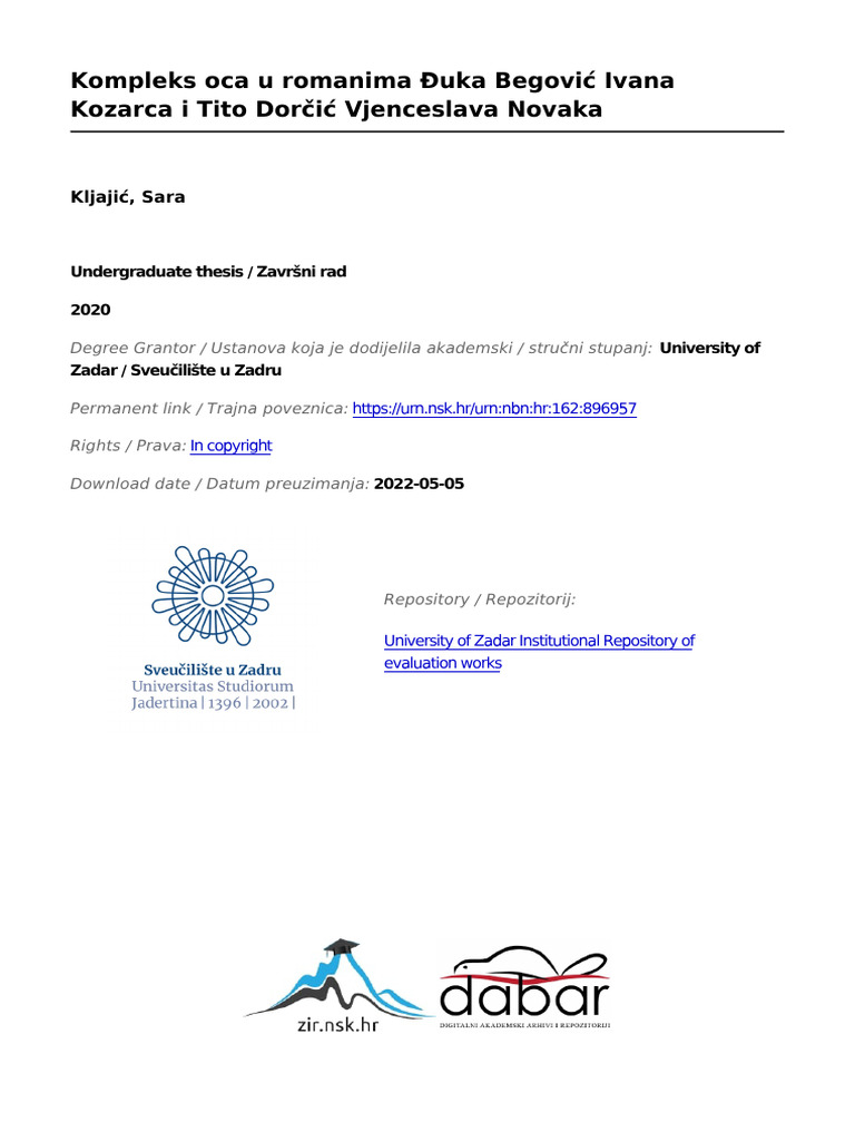 Kompleks Oca U Romanima Duka Begovic Ivana Kozarca I Tito Do | PDF