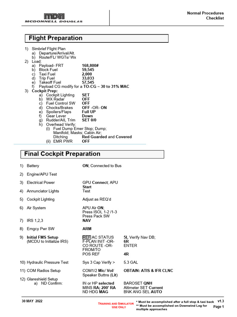 MD11 QREF CHECKLIST Rotate MD-11 v1.3 | PDF | Aviation | Aircraft