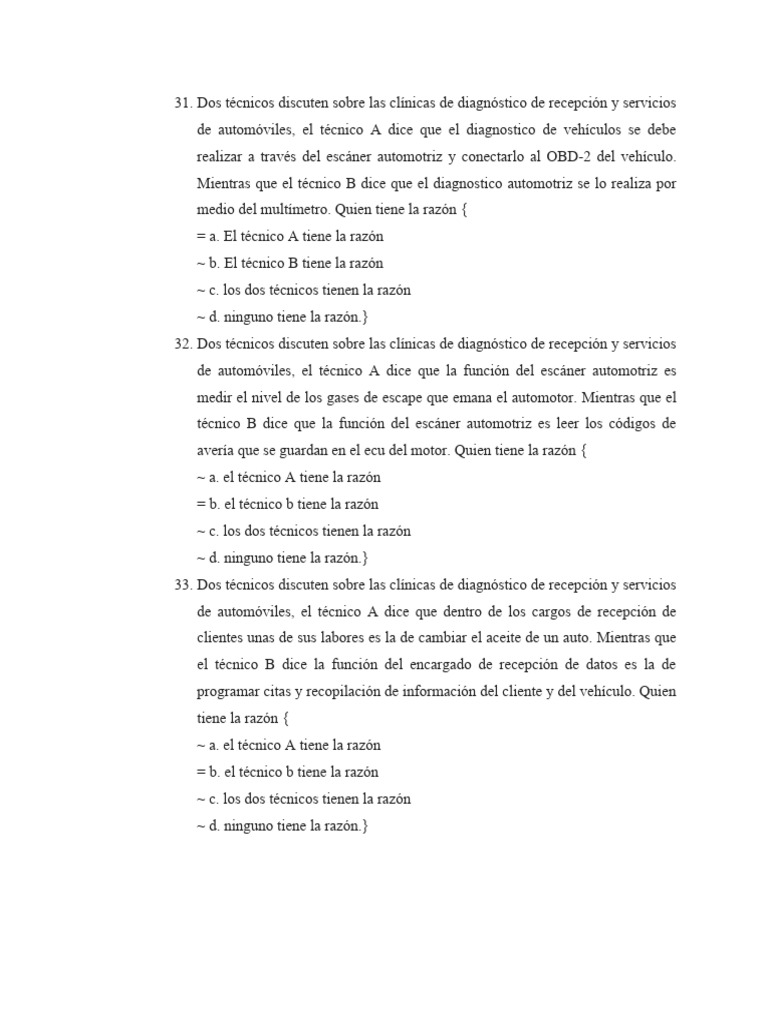 Cuestionario de 30 Preguntas | PDF | Coche | Neumático