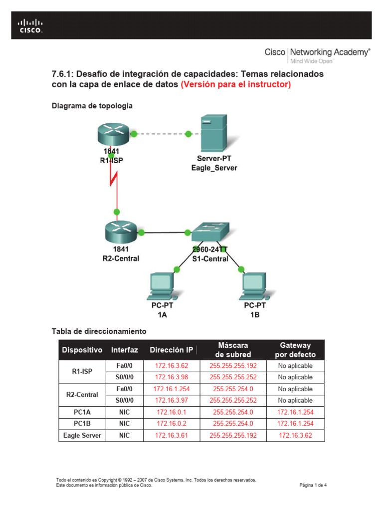 Ejercicio Eagle Server VLSM Resuelto Red 172 | PDF | Dirección IP | Controlador de interfaz de red
