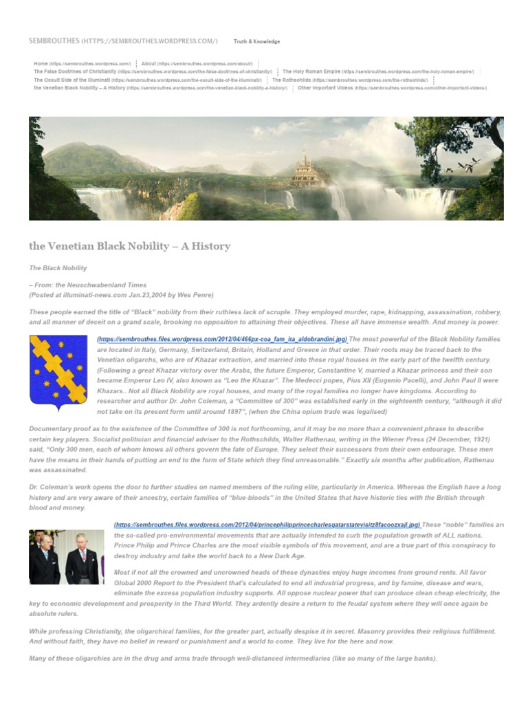 The Venetian Black Nobility - A History - Sembrouthes | PDF | Holy Roman Empire | Pope