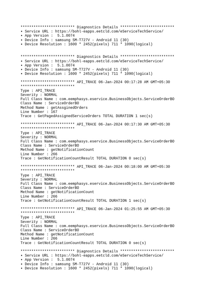 ErrorLog - 06 Jan 2024 | Download Free PDF | Android (Operating System) | Smart Devices