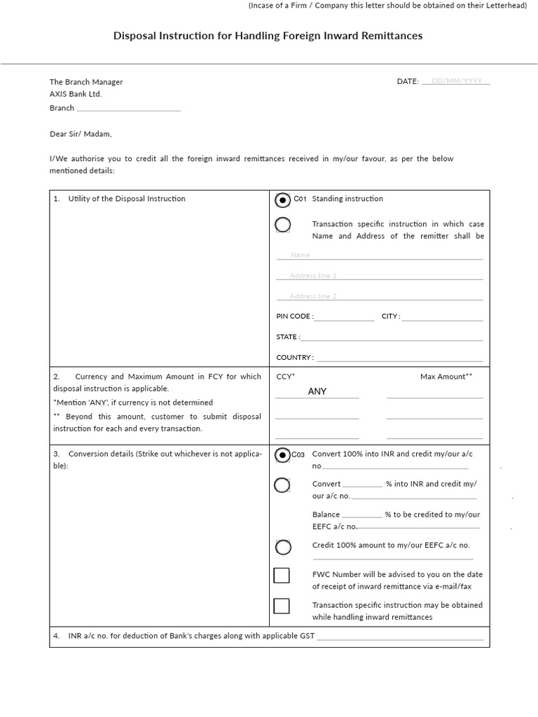 Disposal Instruction Format | PDF | Receipt | Office Of Foreign Assets ...
