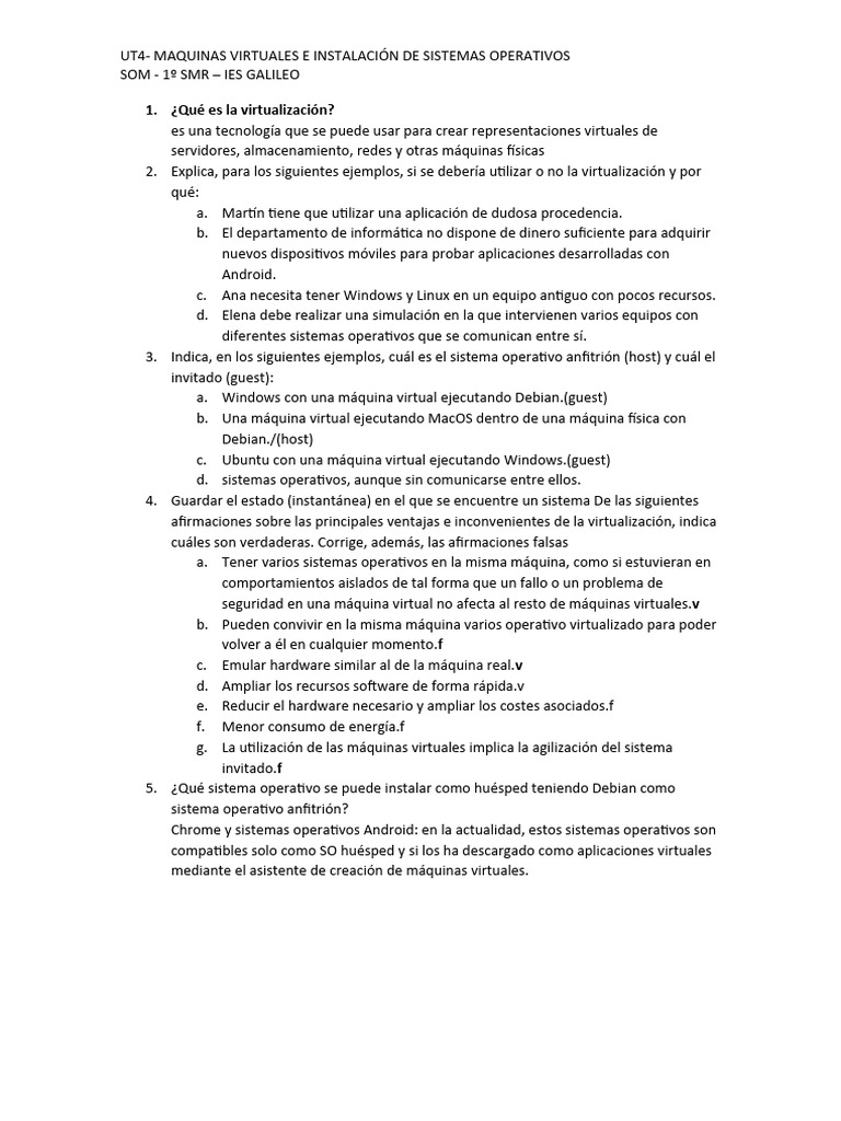 Actividades Virtualización UT4 | PDF
