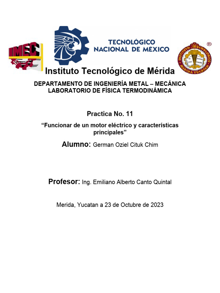 Practica-11 Cituk Chim-5m1 | PDF | Motor eléctrico | Ingenieria Eléctrica