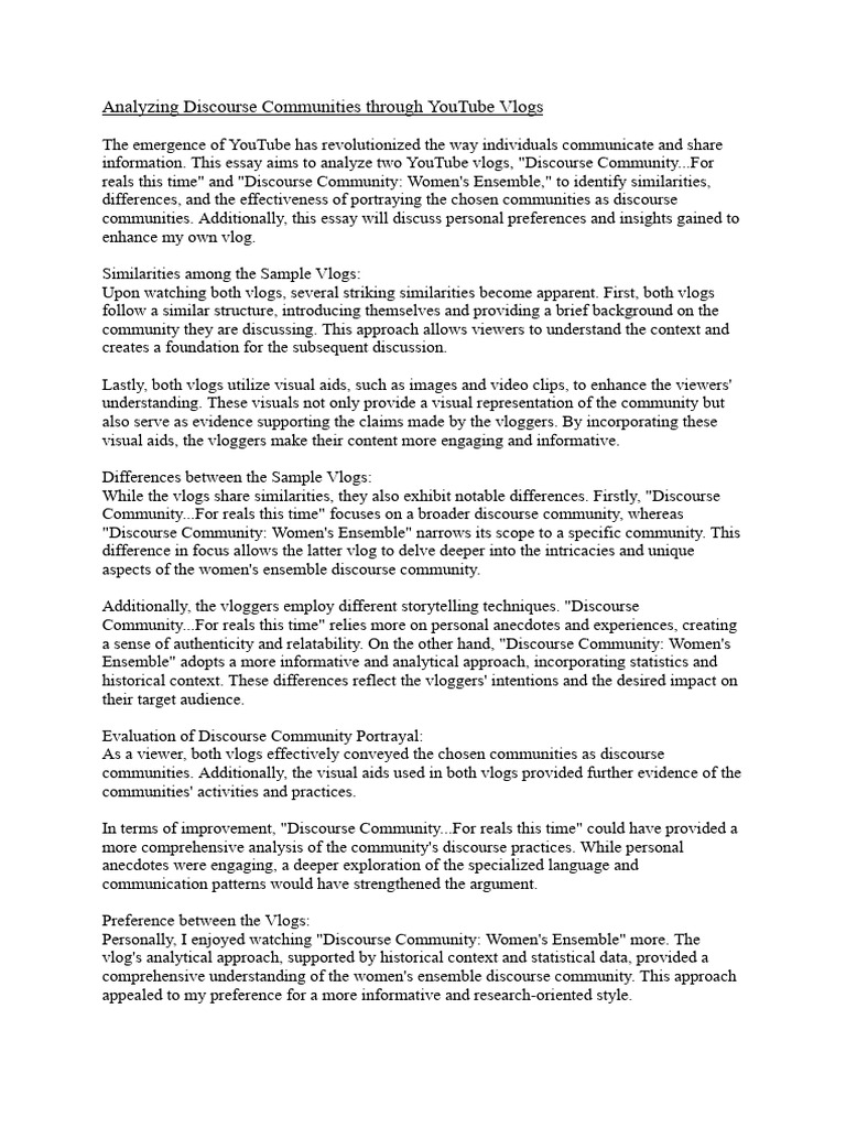 Mod. 1 - Student Sample Vlog Analysis | PDF | Credibility | Experience