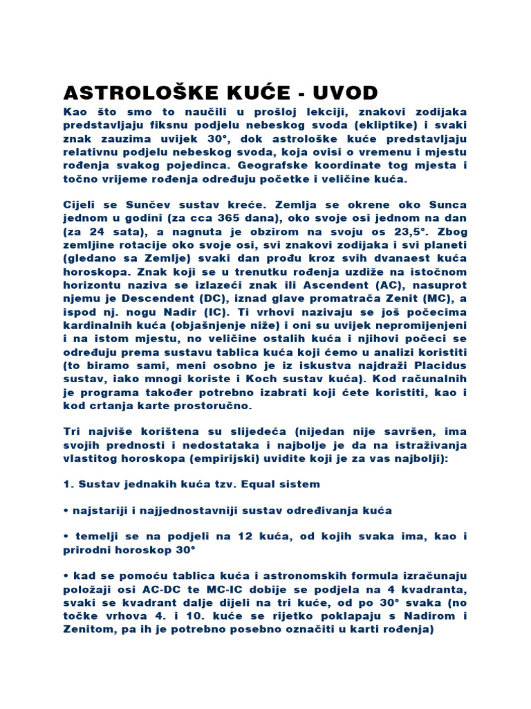 ASTROLOŠKE KUĆE - Lekcija 5 | PDF