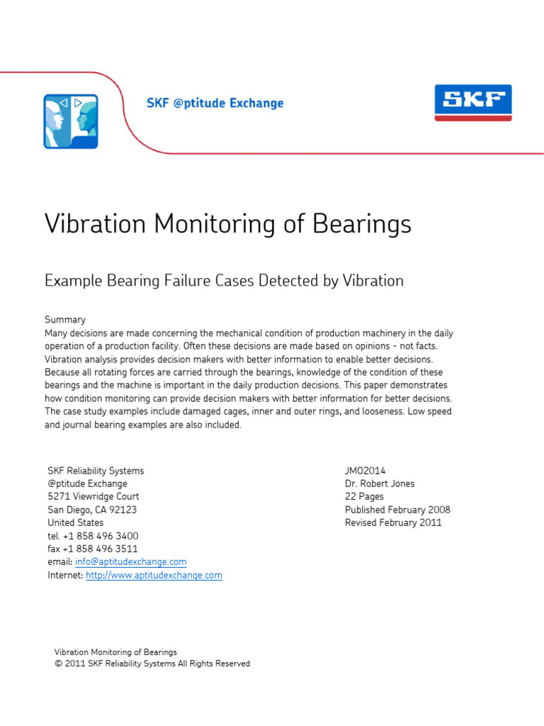 Vibration Monitoring of Bearings | PDF | Bearing (Mechanical ...
