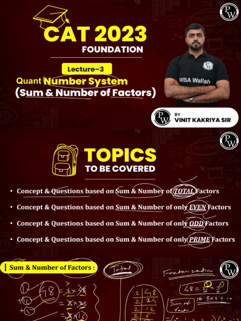 Quant Number System 03 - Sum - Number of Factors - Class Notes - MBA ...