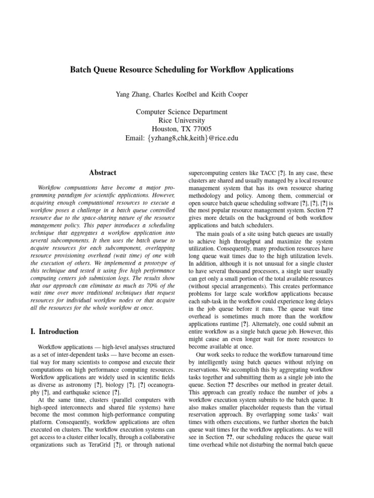 Batch Queue Resource Scheduling For Workflow Applications | PDF ... Batch Queue Resource Scheduling For Workflow Applications | PDF ...