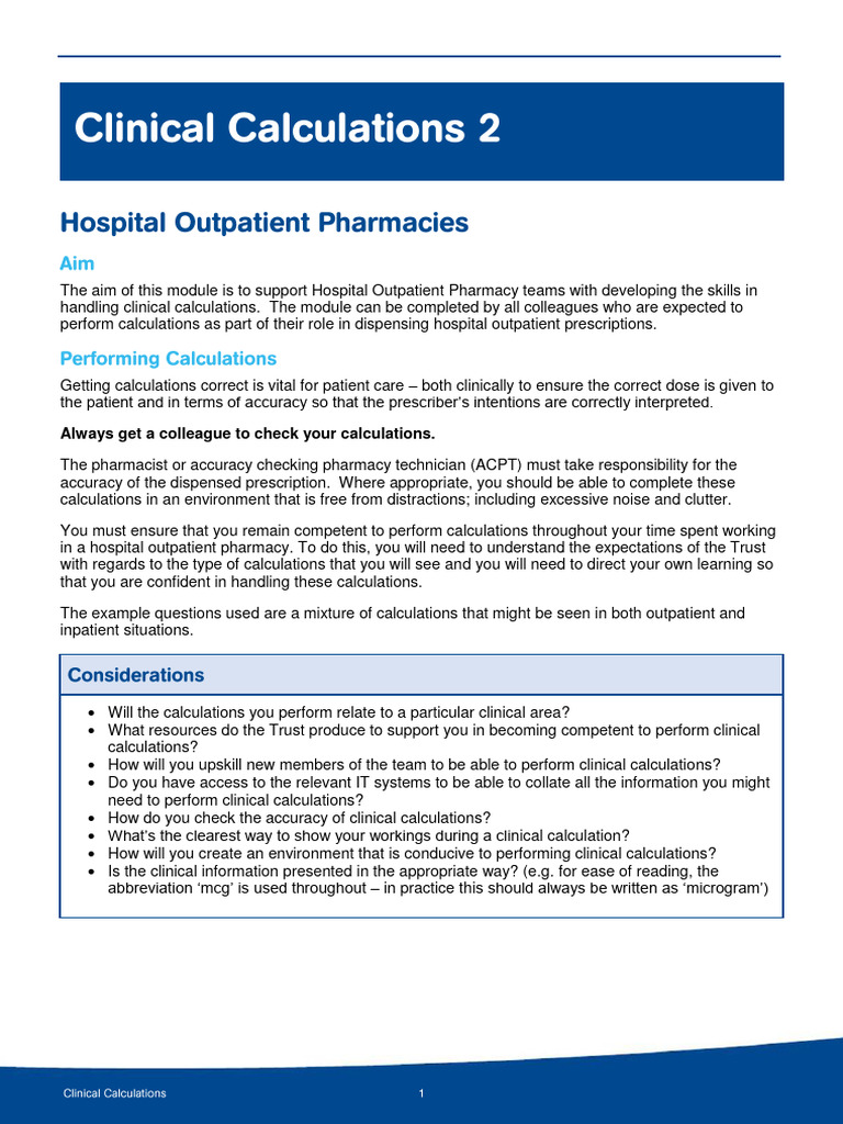 Clinical Calculations 2 | Download Free PDF | Litre | Kilogram