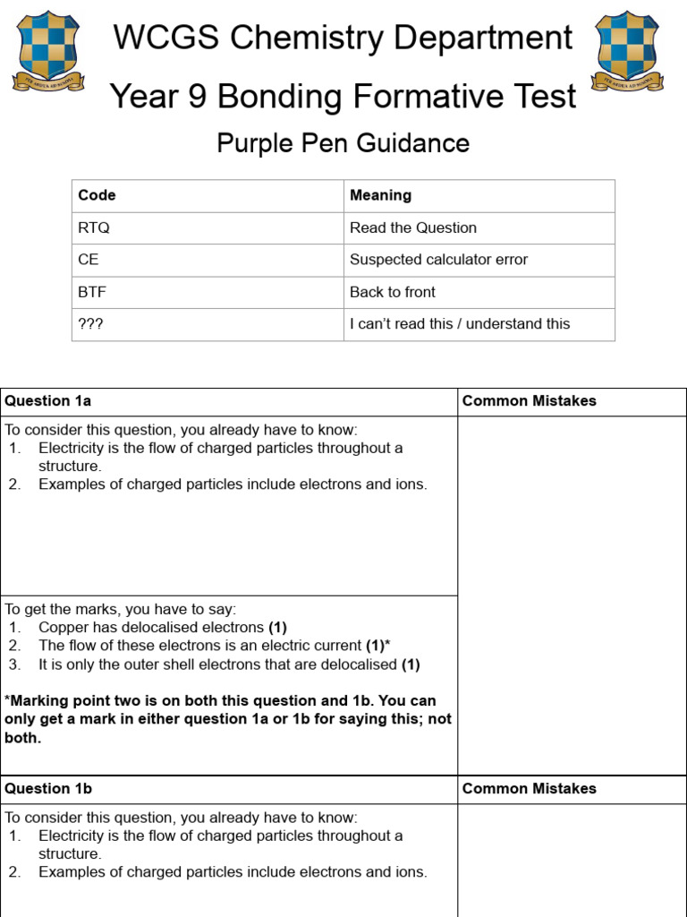 WCGS Chemsitry Year 9 Bonding Formative Assessment - 240123 - 175828 ...