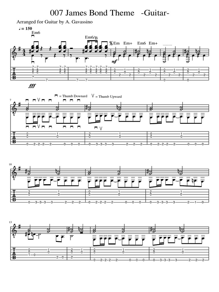 007 James Bond Theme - Guitar | PDF