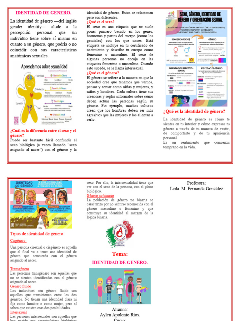 Triptico Identidad de Genero | PDF | Género | Estudios de género Triptico Identidad de Genero | PDF | Género | Estudios de género