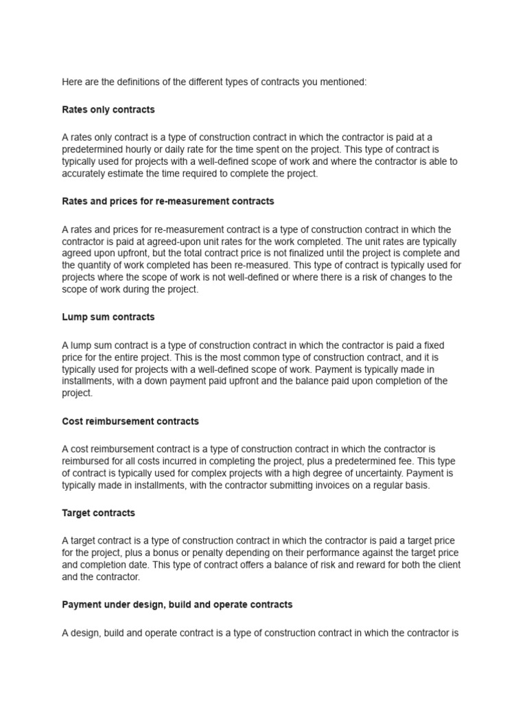 Rates Only Contracts | PDF